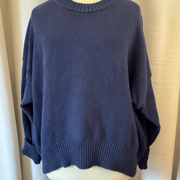 Quince | Sweaters | Quince Midnight Blue Crew Neck Organic Cotton ...